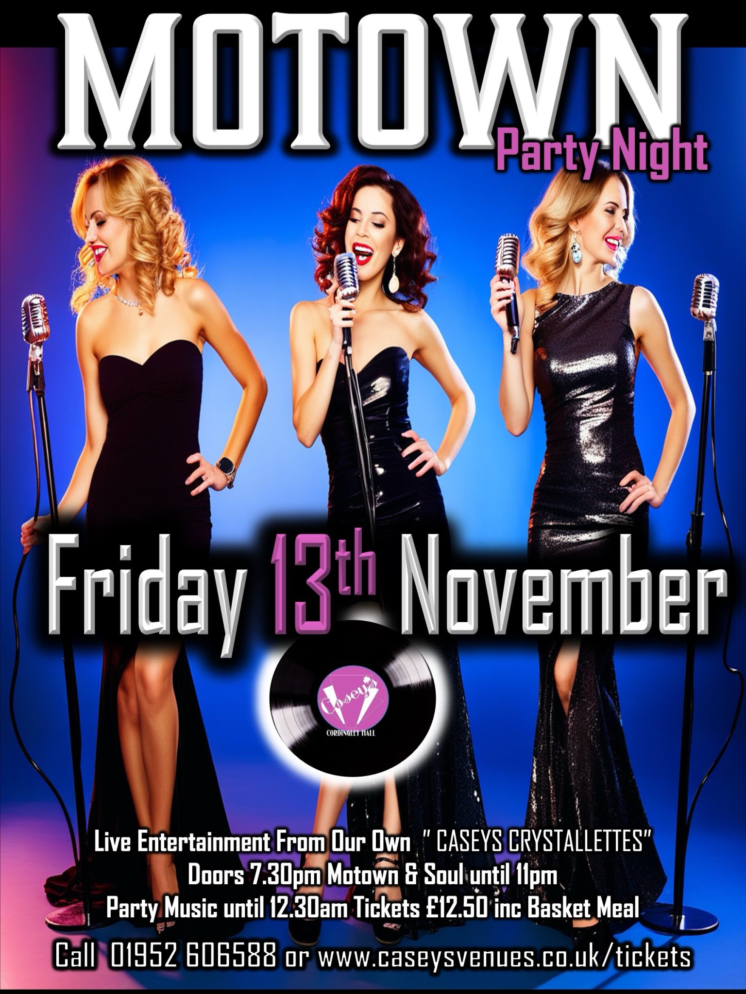 2026 Friday 13th November Motown Party Night - Casey's Cordingley Hall ...